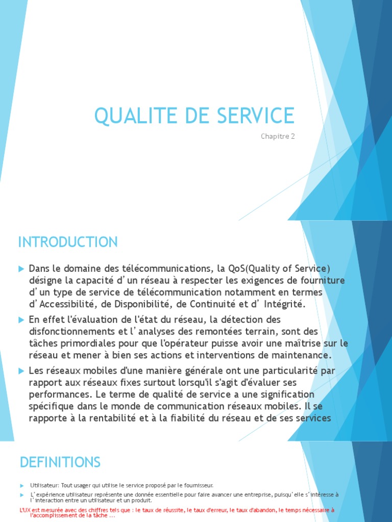 Évaluation de la Qualité de Service en Télécoms | PDF | Qualité de ...