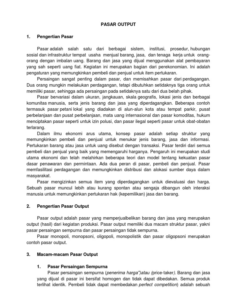 Pasar Output | PDF