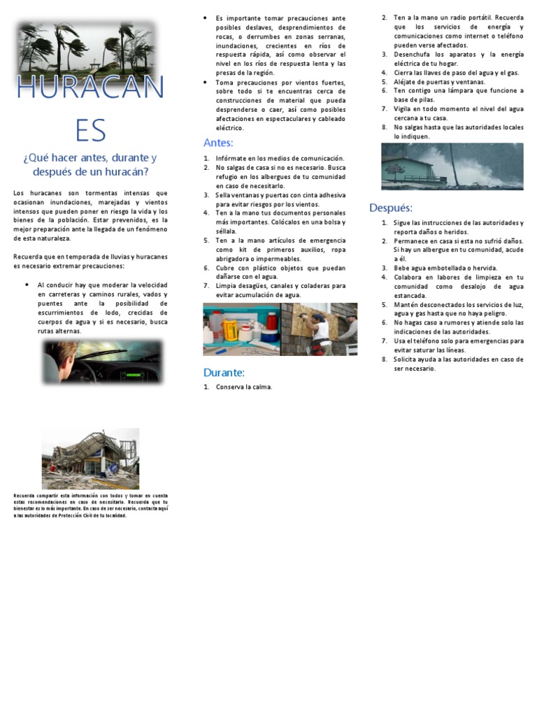Triptico Huracanes | PDF | Huracanes del Atlántico | Ciclones tropicales