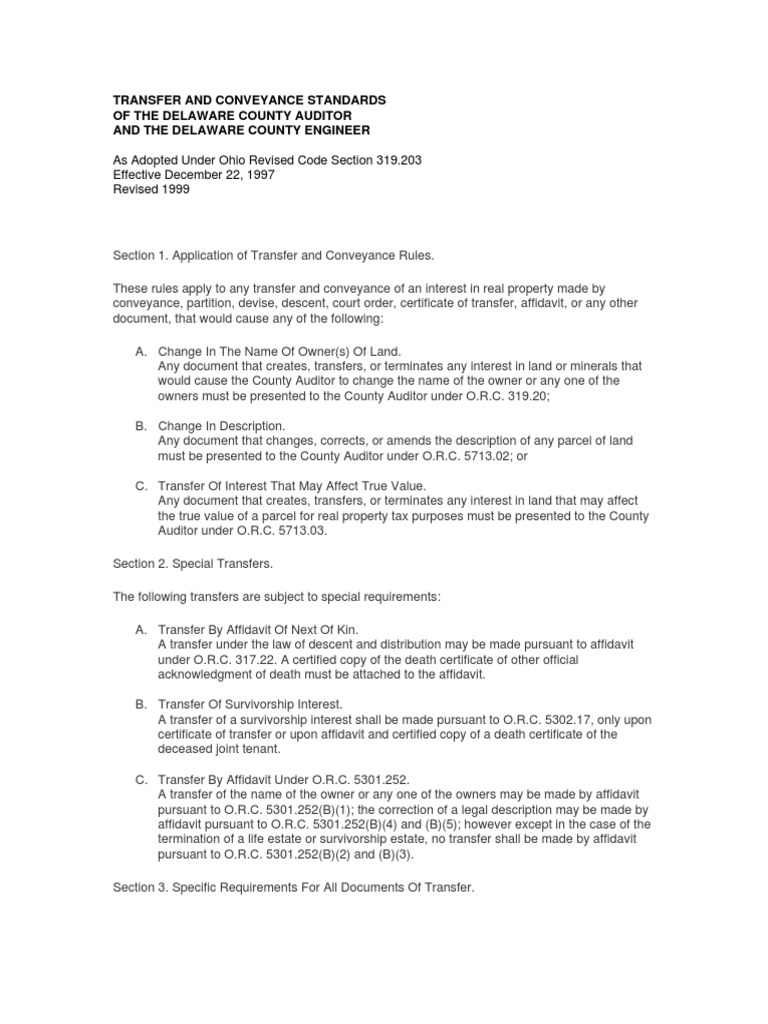 Transfer and Conveyance Standards | PDF | Land Lot | Real Property