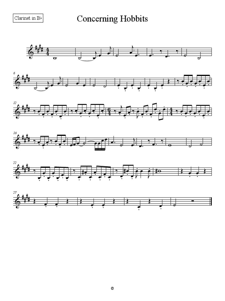 Concerning Hobbits Clarinet in BB PDF | PDF