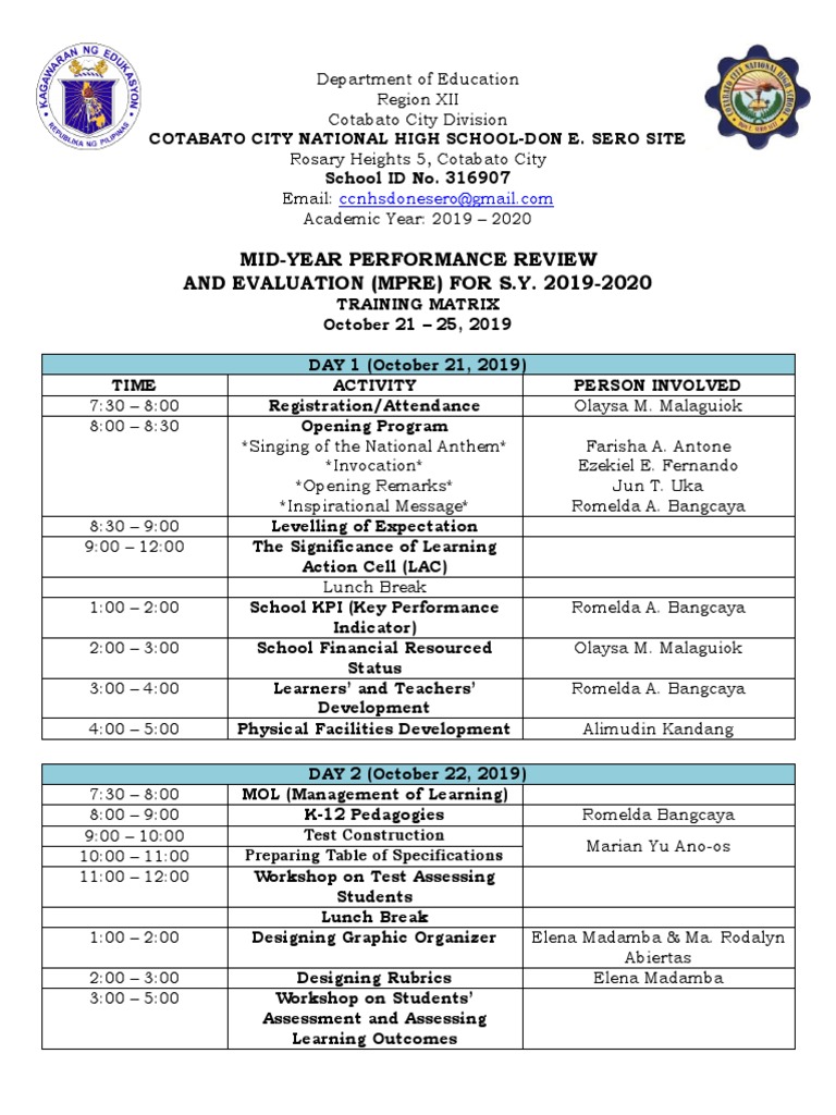 MPRE Training Matrix | PDF | Educational Psychology | Education Theory
