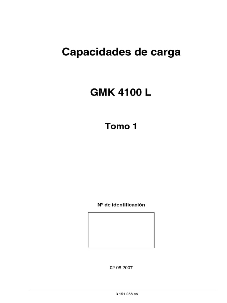 Capacidades de Carga GMK 4100 | PDF | Grúa (máquina) | Masa