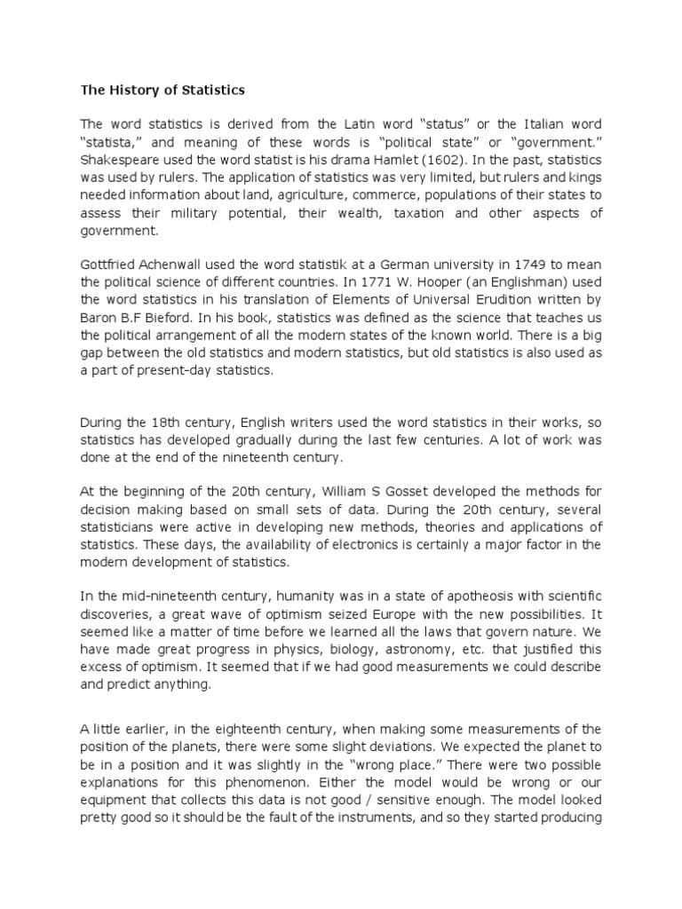 The History of Statistics | PDF | Probability | Median