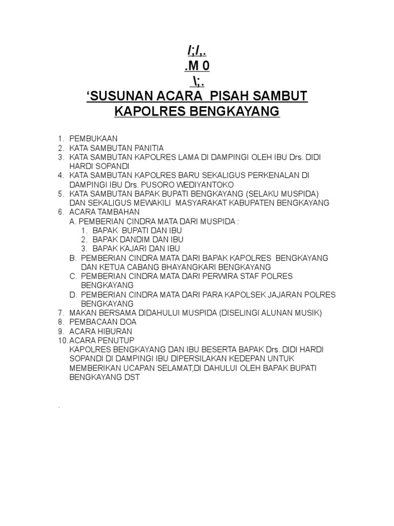 Susunan Acara Pisah Sambut | PDF