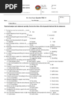 Pre Test in Food and Beverage Services | PDF | Tableware | Menu
