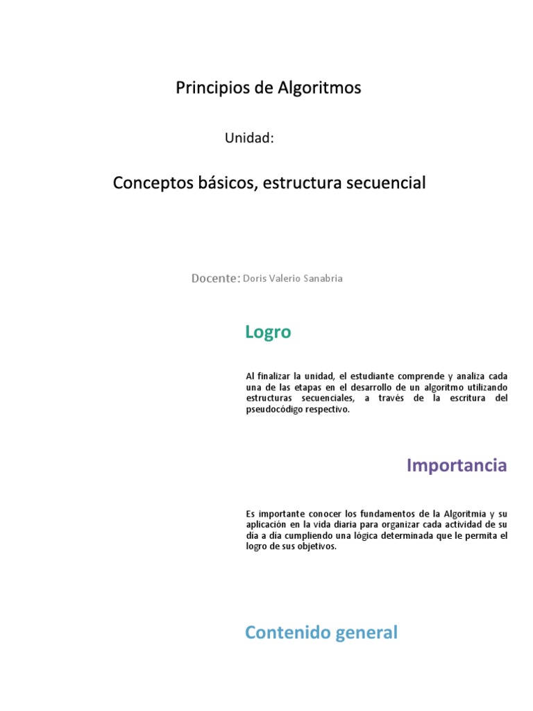 U1 - Conceptos Básicos Estructura Secuencial | PDF | Algoritmos | Programa de computadora