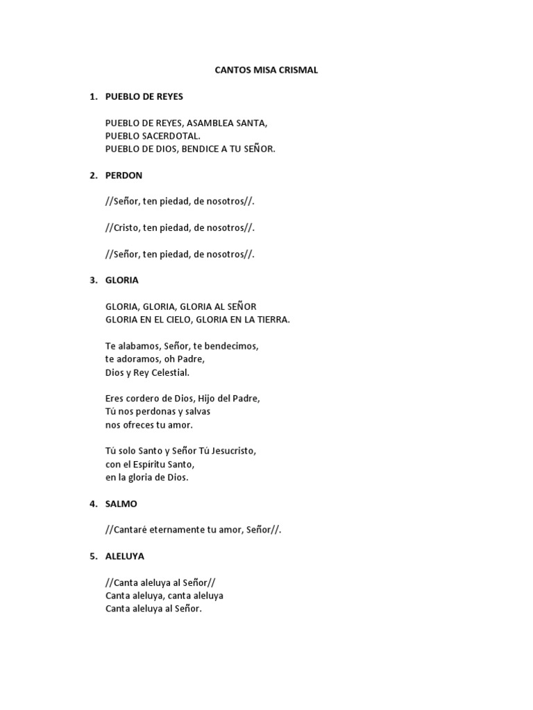Cantos Misa Crismal | PDF | Misa (liturgia) | Cristo (título)