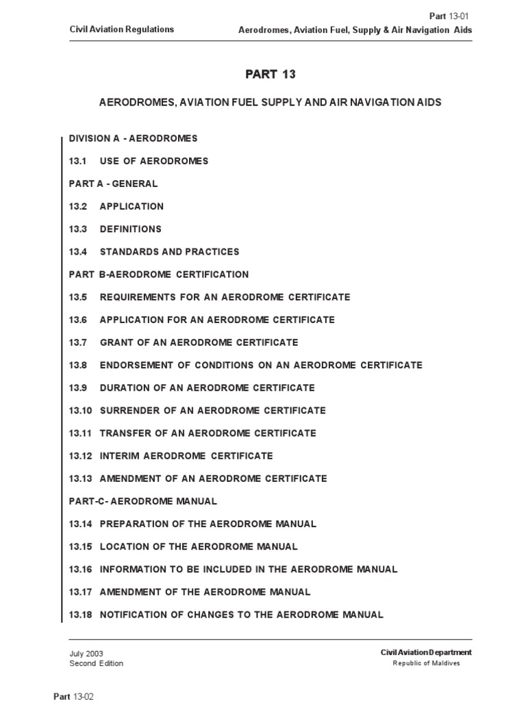 Aerodromes, Aviation Fuel Supply and Air Navigation Aids: July 2003 ...