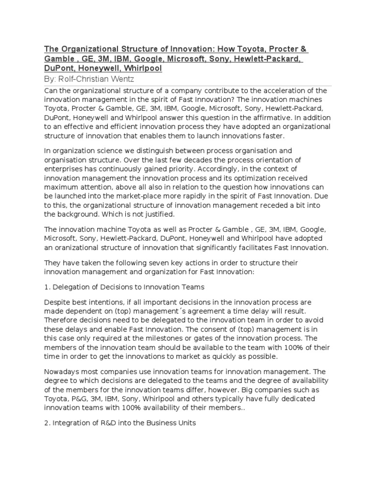 The Organizational Structure of Innovation | PDF | Organizational ...