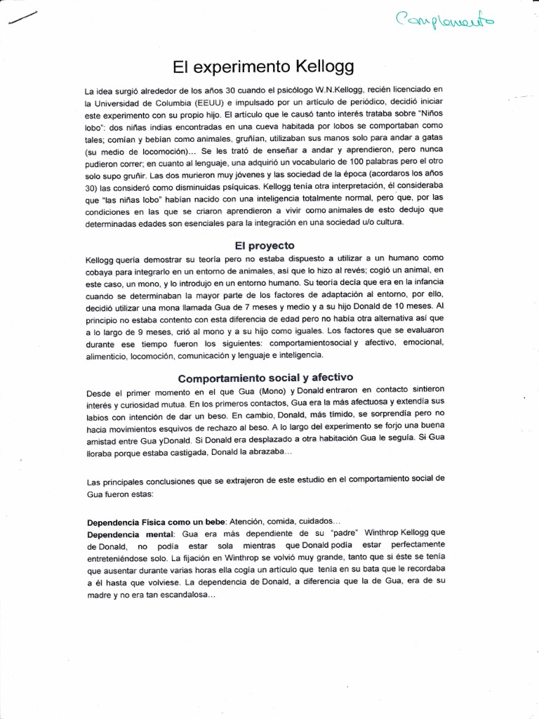 Experimento Kellogg PDF | PDF