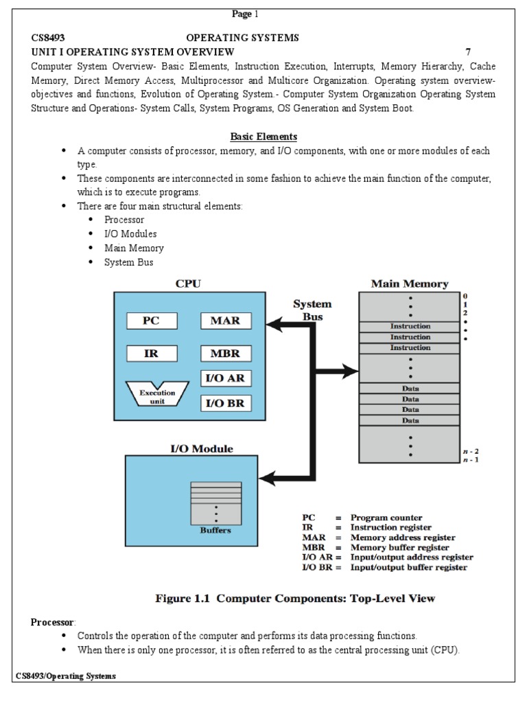 CS8493 Operating Systems - Unit I | PDF | Computer Data Storage | Cpu Cache