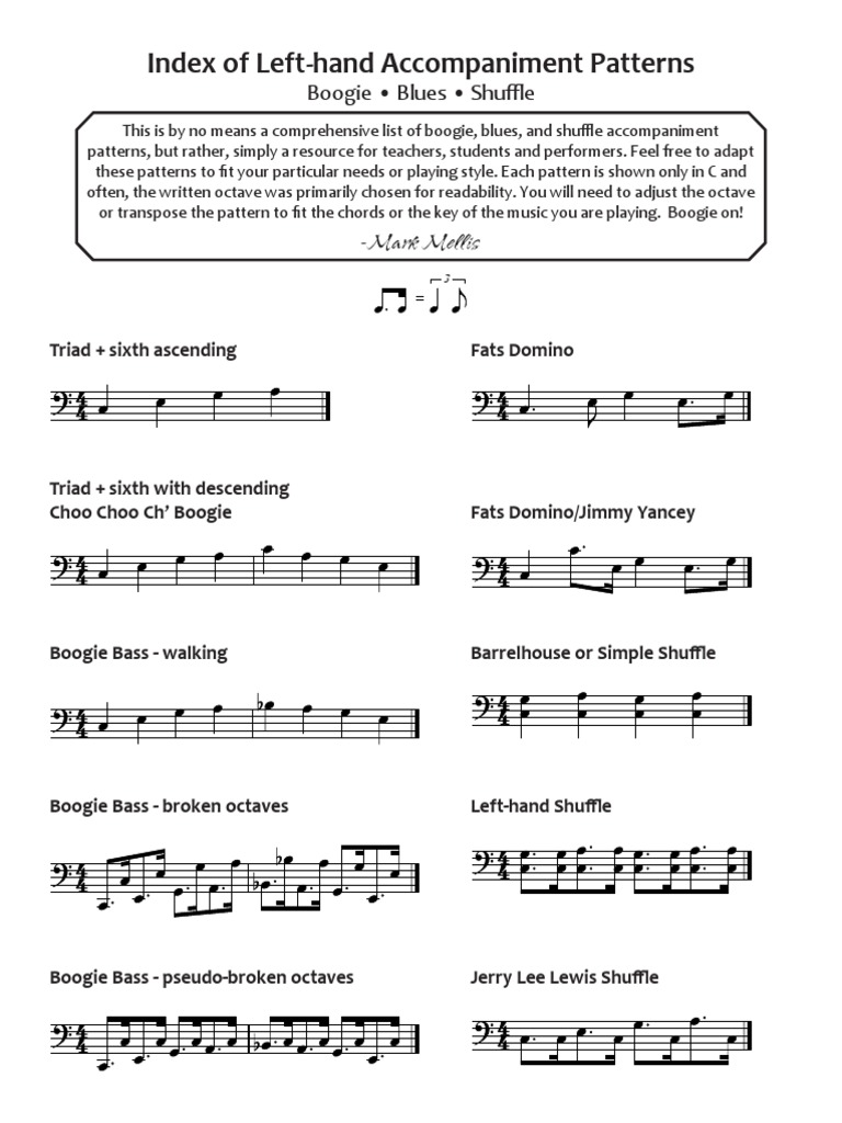 Index of Left Hand Piano Accompaniment | PDF