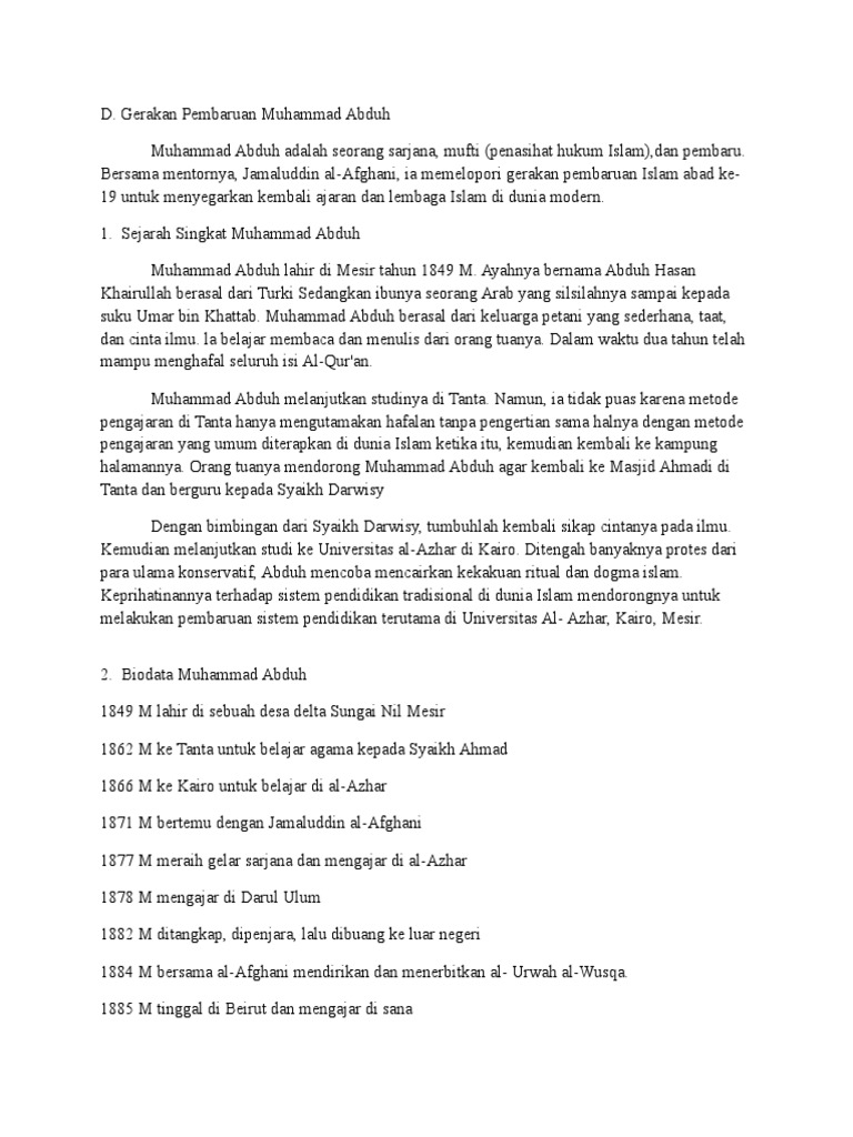 Gerakan Pembaruan Syeikh MUhammad Abduh | PDF