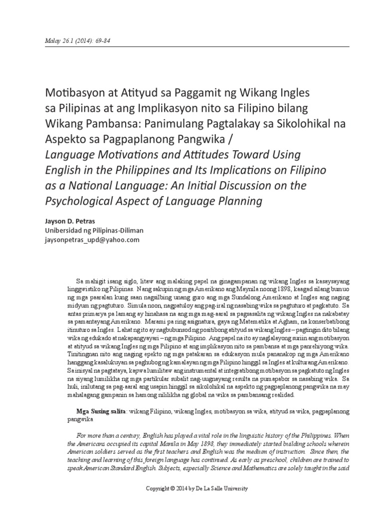 Motibasyon+at+Atityud+sa+Paggamit+ng+Wikang+Ingles+sa+Pilipinas+at+ang ...