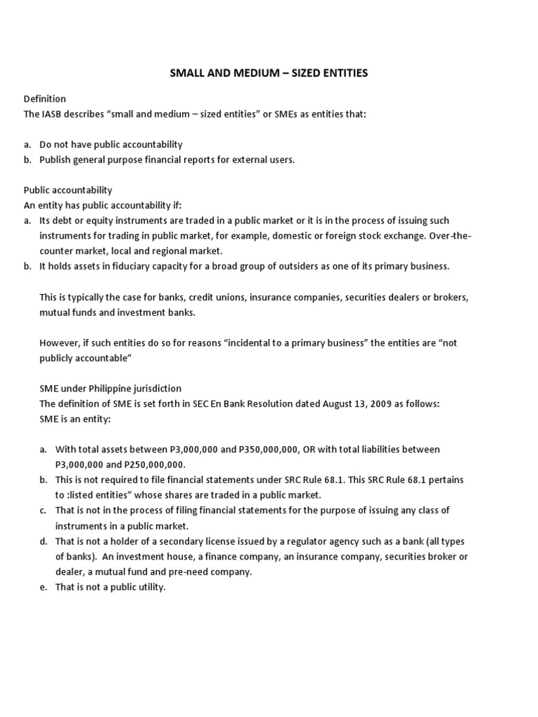 SMALL AND MEDIUM Entities | PDF | Intangible Asset | Fair Value