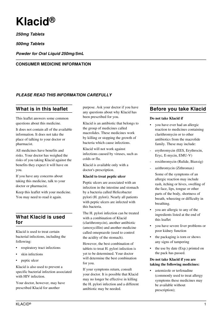 Klacid Antibiotic | Tablet (Pharmacy) | Dose (Biochemistry) | Free 30 ...