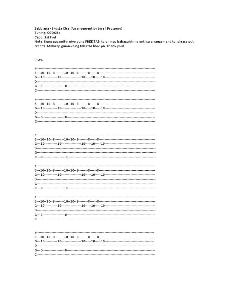 Zebbiana - Skusta Clee (Arrangement by Jorell Prospero) | PDF ...