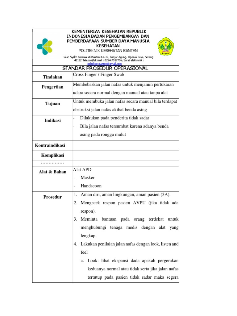 Sop Finger Swab | PDF