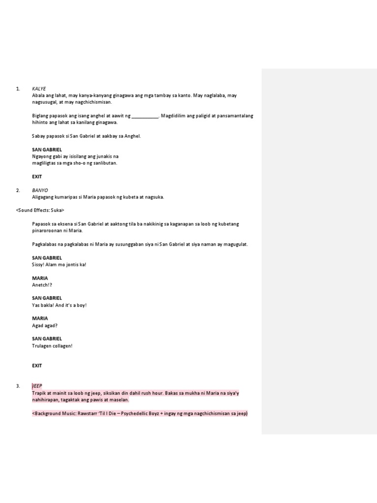 SCRIPT Panunuluyan Edited | PDF