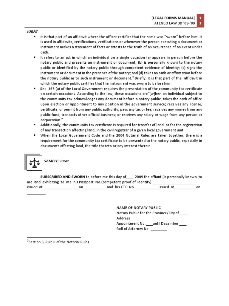 JURAT | PDF | Affidavit | Notary Public