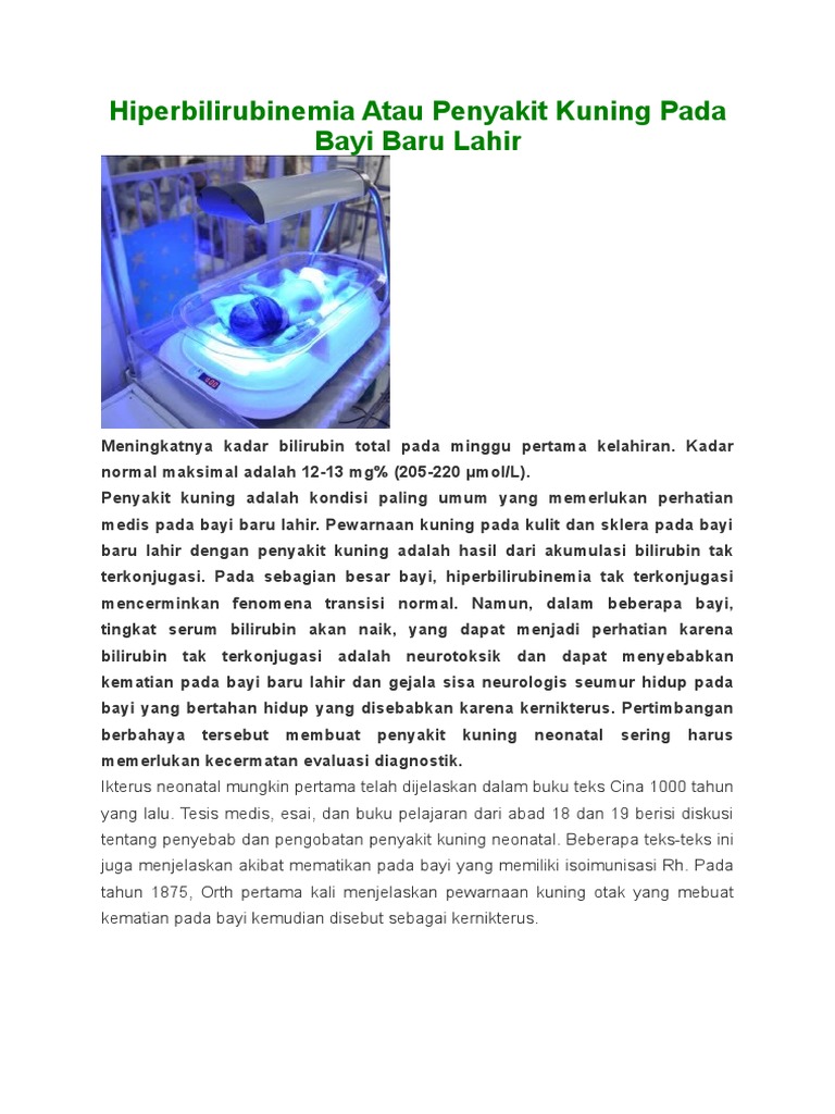 Penanganan Terkini Hiperbilirubinemia Atau Penyakit Kuning Pada Bayi Baru Lahir | PDF