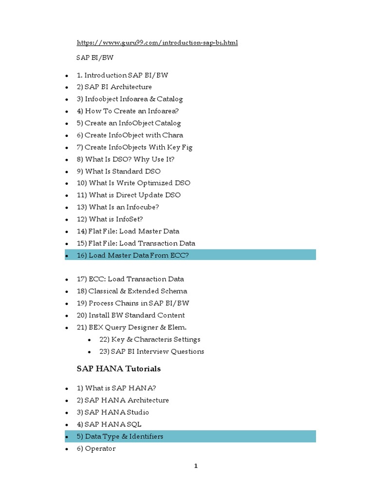 An Introduction to SAP BI/BW and HANA: Key Concepts, Architecture ...