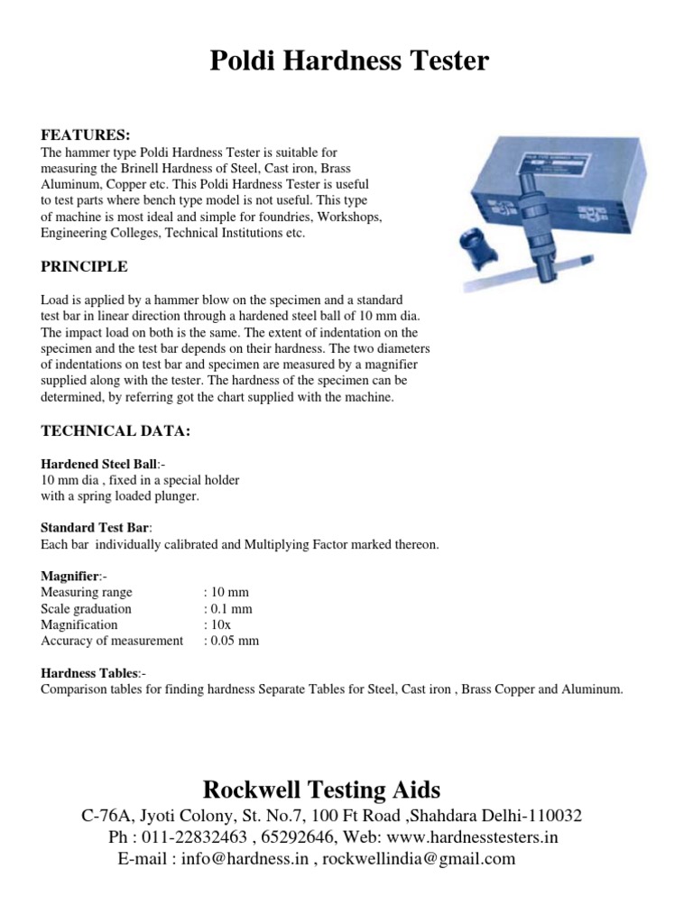 Poldi Hardness Tester Overview | PDF