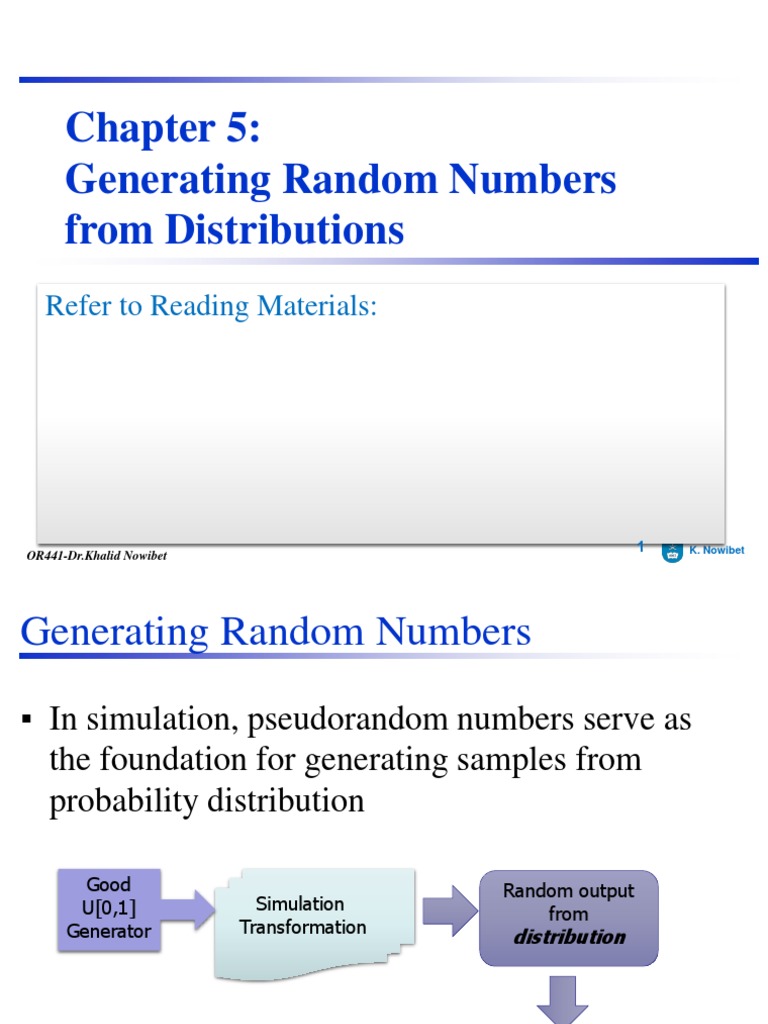 Generating Random Numbers | PDF | Probability Distribution ... Generating Random Numbers | PDF | Probability Distribution ...