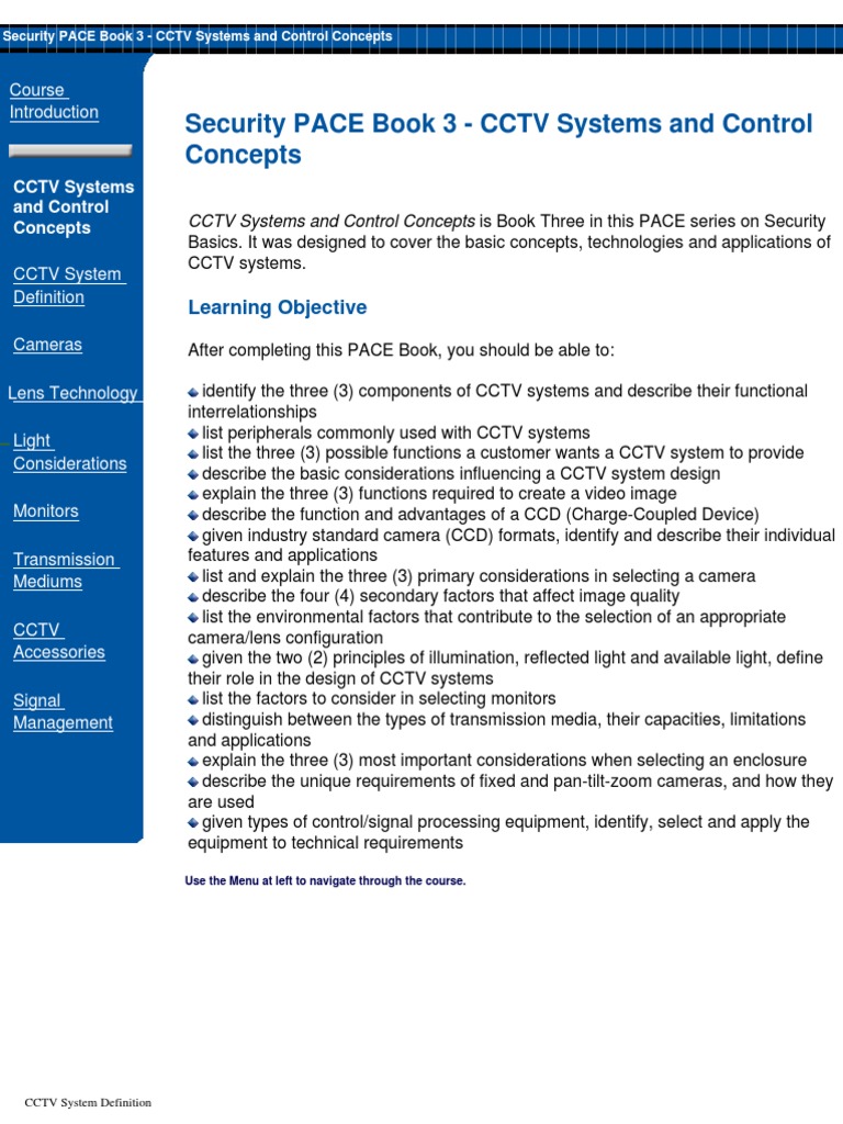 Security PACE Book 3 - CCTV Systems and Control Concepts: Learning ...