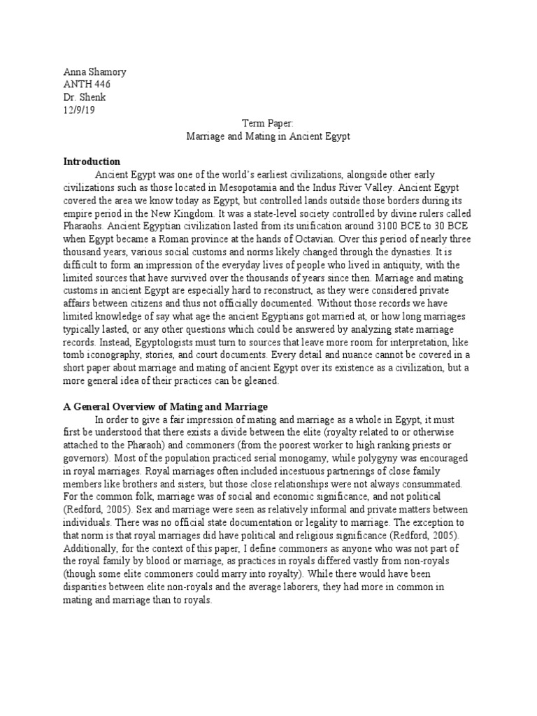 Marriage Customs in Ancient Egypt | PDF | Adultery | Marriage