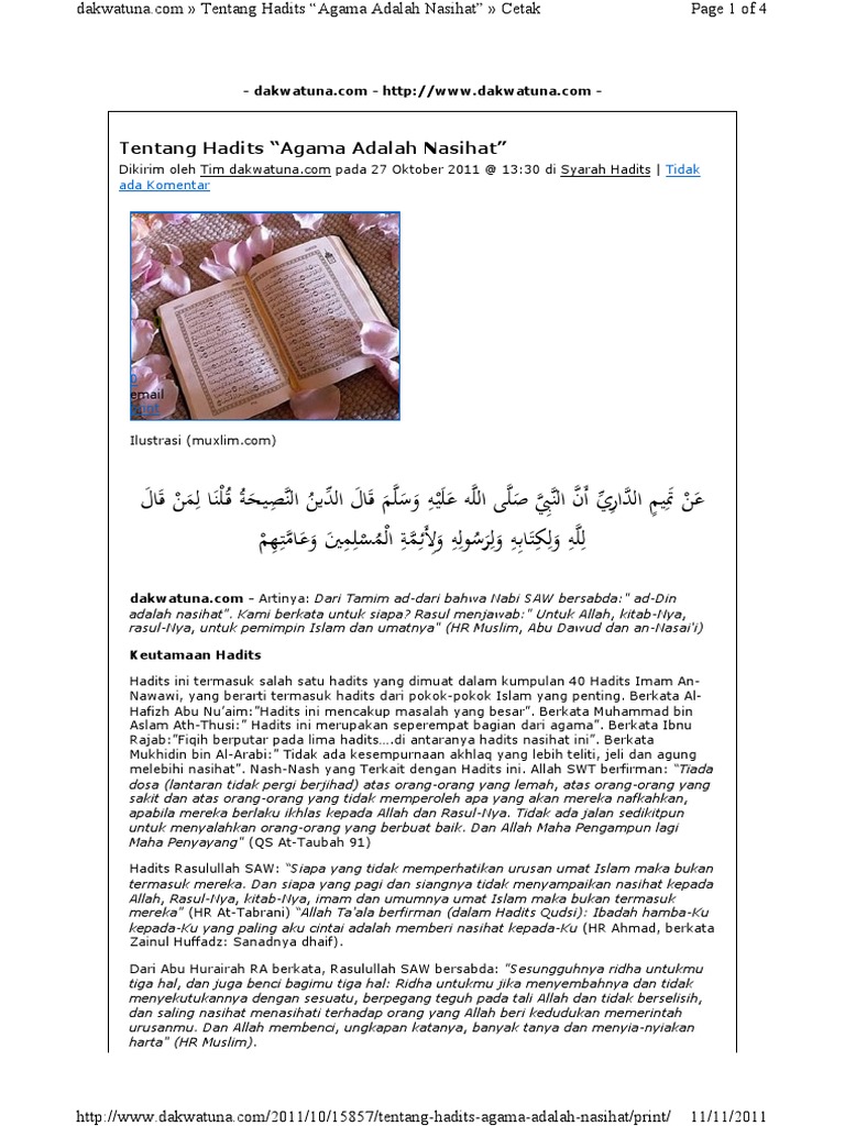 "Hadits: Agama Adalah Nasihat" | PDF