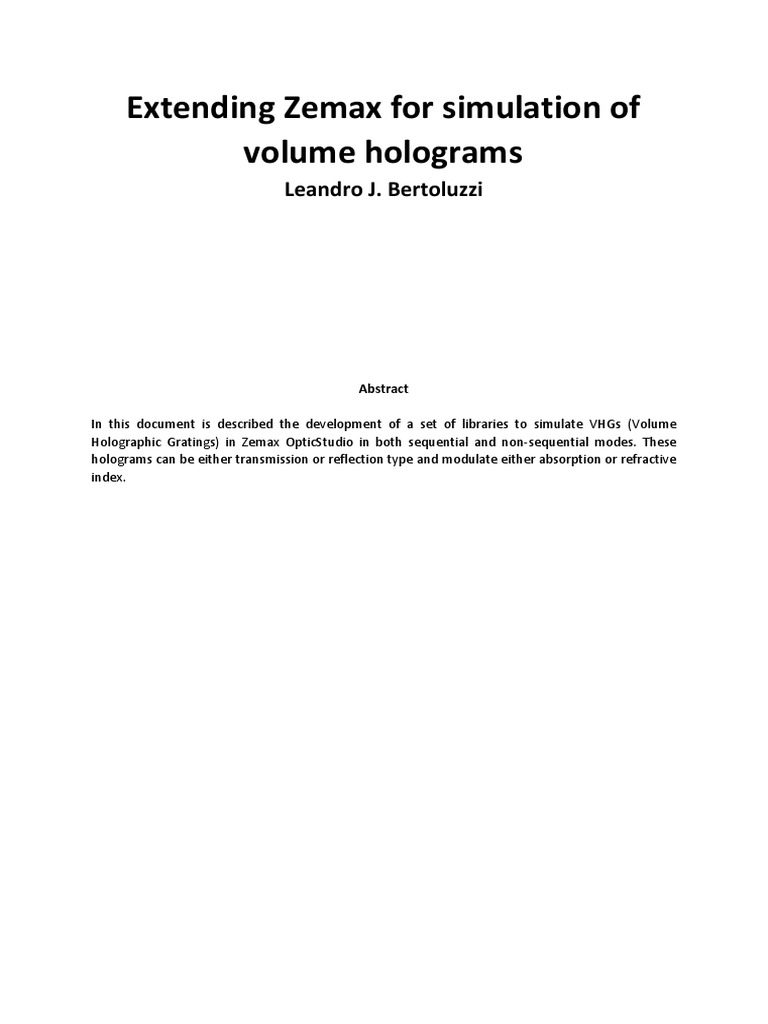 Volume Holographic Gratings (VHG) in Zemax | PDF | Polarization (Waves ...