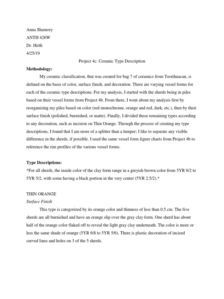 Ceramic Type Description For A Small Teotihuacan Pottery Sherd ...