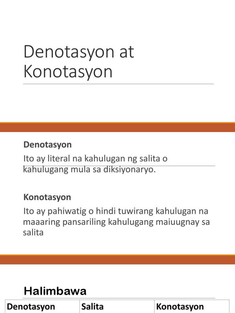 Denotasyon o Konotasyon Slides