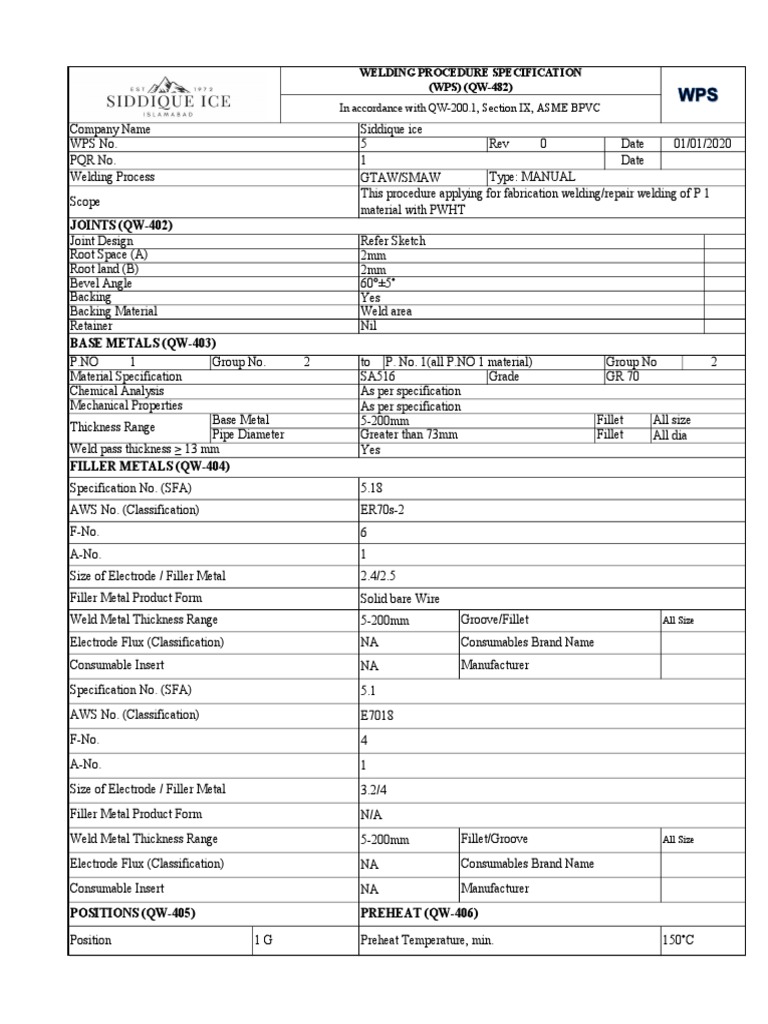 Wps 05 Pdf Welding Construction