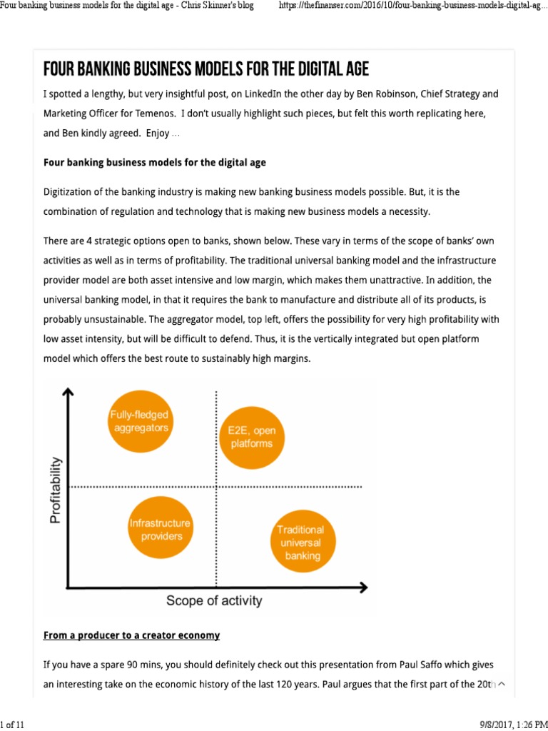 Digital Banking Business Models Explained | PDF | Business Model | Banks