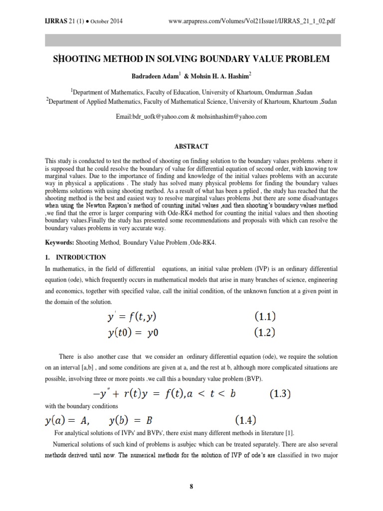 IJRRAS - 21 - 1 - 02-Shooting Method PDF | PDF | Ordinary Differential Equation | Boundary Value ...