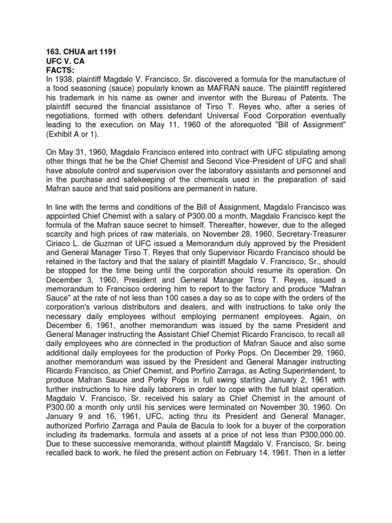 Ufc v. Ca | PDF | Breach Of Contract | Damages