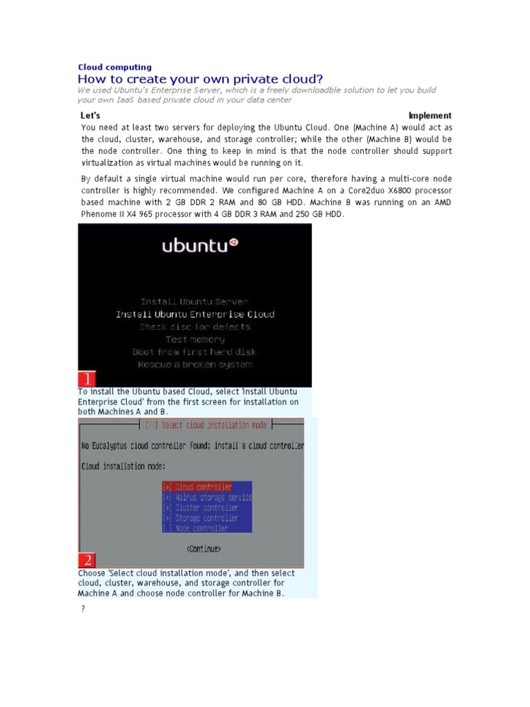 How To Create Your Own Private Cloud Lets Implement Pdf Computer Cluster Cloud Computing