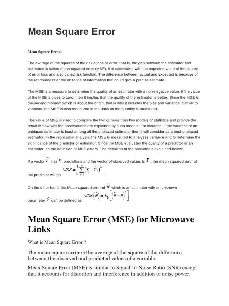 MSE | PDF | Mean Squared Error | Estimator