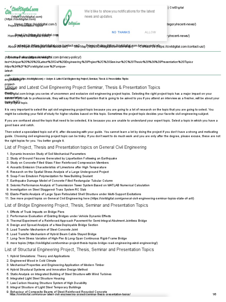 Unique & Latest Civil Engineering Project, Seminar, Thesis ...