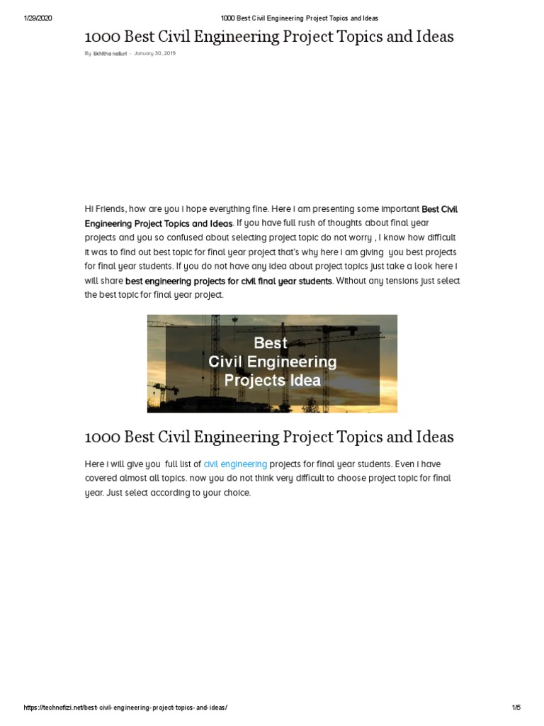 1000 Best Civil Engineering Project Topics and Ideas | Download Free ...