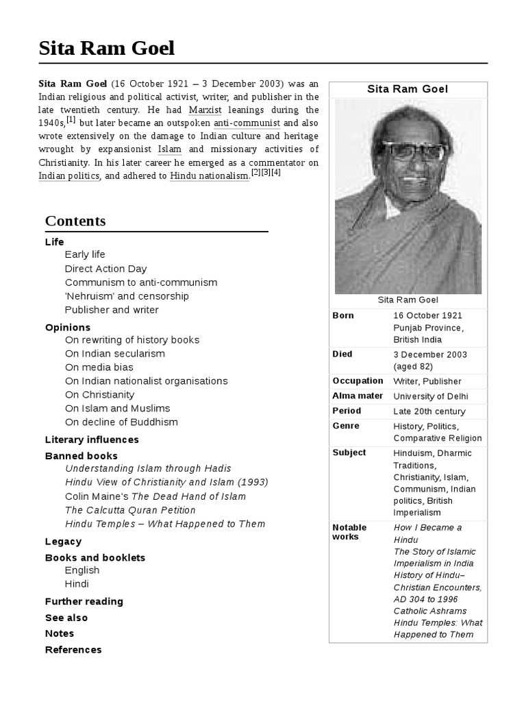 Sita Ram Goel | PDF | Religion And Belief