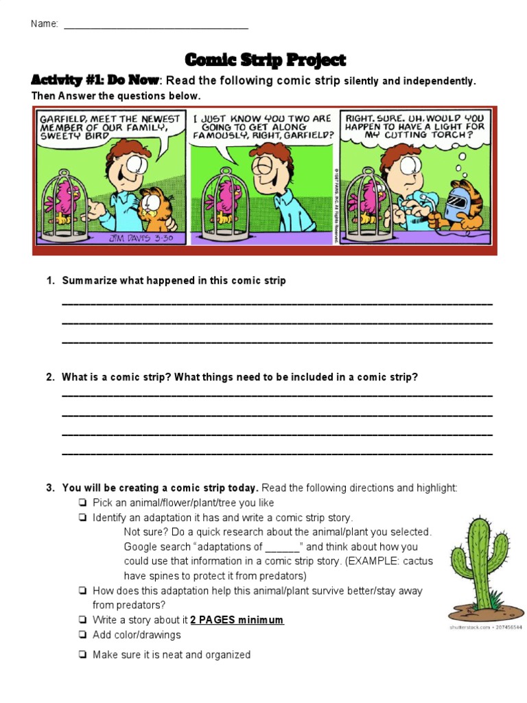 Comic Strip Project Do Now | PDF | Comic Strips | Comics