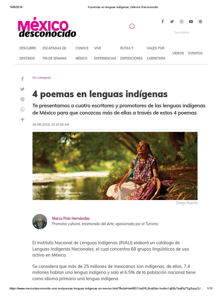 4 Poemas en Lenguas Indígenas - México Desconocido | PDF | Ciudad de ...
