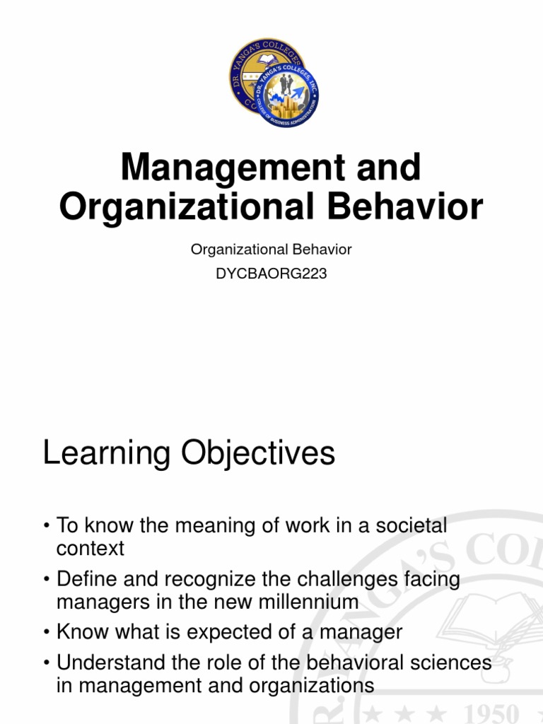 Chapter 1 Organizational Behavior | PDF | Organizational Behavior ...
