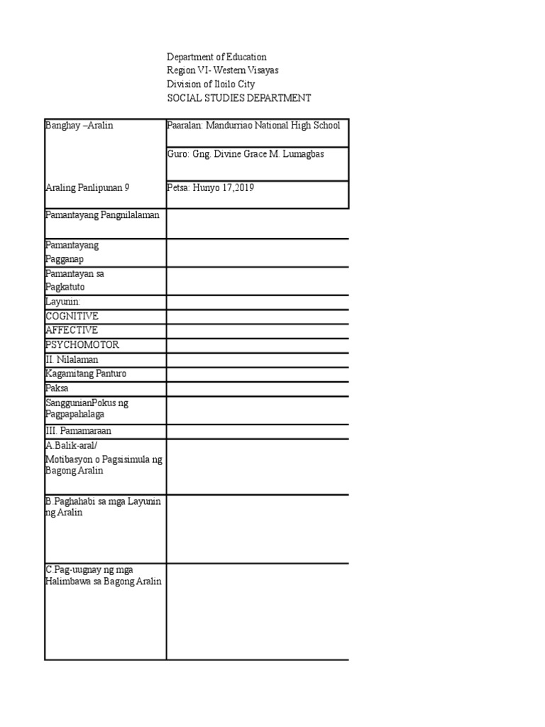 Lesson Plan in AP | PDF