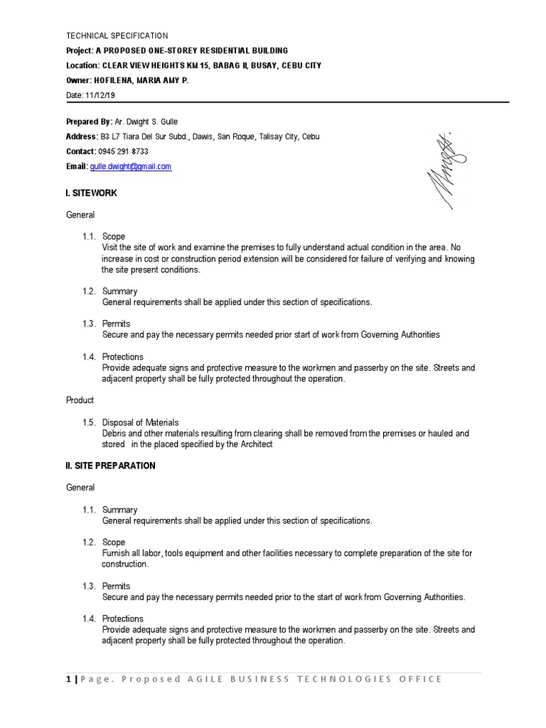 Sample - Technical Specification | PDF | Masonry | Concrete