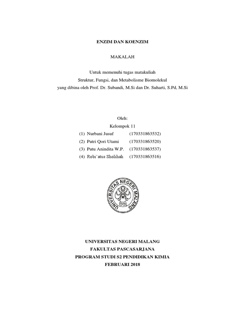 Makalah Enzim Dan Koenzim | PDF
